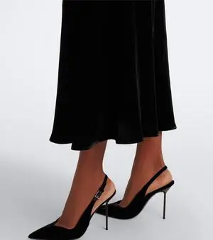 Rixo Arlette Draped Velvet Midi Dress