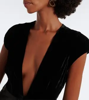 Rixo Arlette Draped Velvet Midi Dress