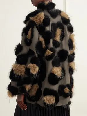 Sacai Leopard-effect Plush-trimmed Cotton-twill Jacket