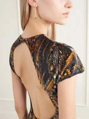 Etro Open-back Paisley Devoré-velvet Maxi Dress