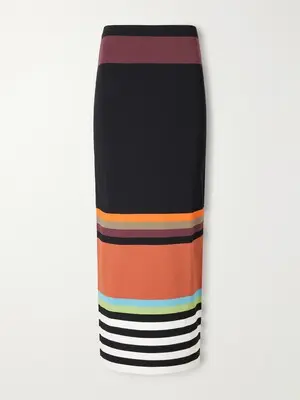 Christopher John Rogers Striped Stretch-jersey Midi Skirt