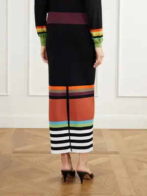 Christopher John Rogers Striped Stretch-jersey Midi Skirt