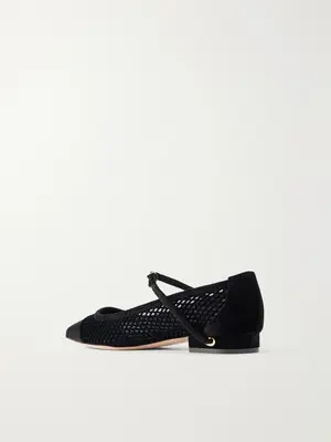 Jennifer Chamandi Lorenzo 20 Suede-trimmed Mesh Ballet Flats