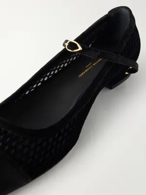 Jennifer Chamandi Lorenzo 20 Suede-trimmed Mesh Ballet Flats