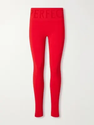 Perfect Moment Logo-embroidered Thermal Modal-blend Jersey Ski Leggings - Red