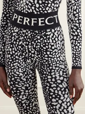 Perfect Moment Leopard-jacquard Thermal Stretch-knit Ski Leggings
