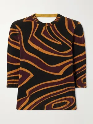 Emilio Pucci Printed Open-back Wool-blend Sweater - Multi
