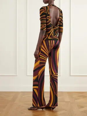 Emilio Pucci Printed Open-back Wool-blend Sweater - Multi