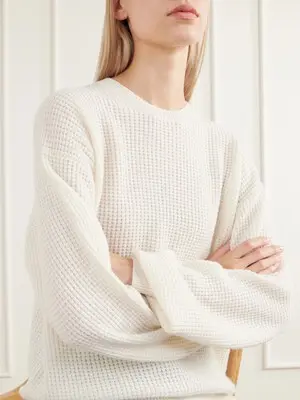 Eterne Brock Waffle-knit Cashmere Sweater