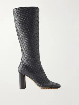 Bottega Veneta Cherry 90 Intrecciato Leather Knee Boots