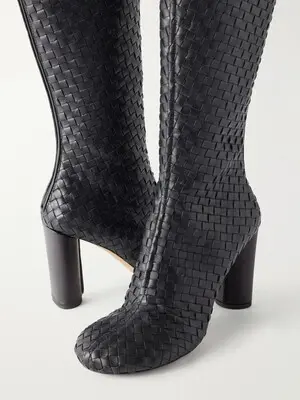 Bottega Veneta Cherry 90 Intrecciato Leather Knee Boots