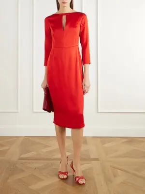 Bernadette Eleni Bow-detailed Satin Midi Dress