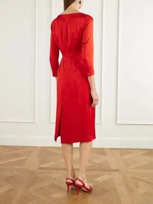 Bernadette Eleni Bow-detailed Satin Midi Dress