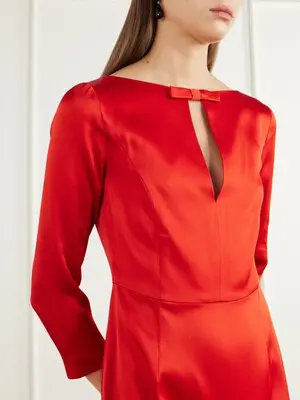 Bernadette Eleni Bow-detailed Satin Midi Dress