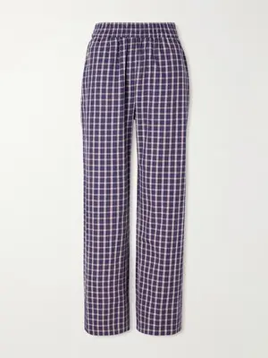 SKALL STUDIO Jasmine Checked Organic Cotton-poplin Wide-leg Pants - Multi