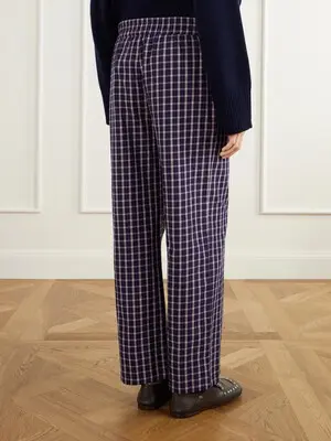 SKALL STUDIO Jasmine Checked Organic Cotton-poplin Wide-leg Pants