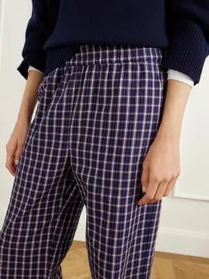 SKALL STUDIO Jasmine Checked Organic Cotton-poplin Wide-leg Pants