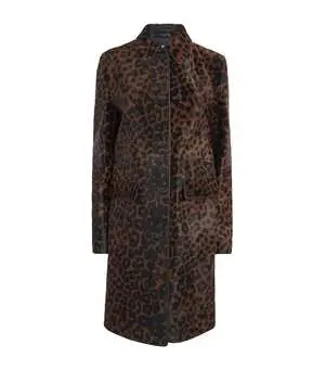 TOTEME Pony Hair Leopard Trench Coat