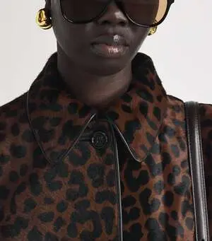 TOTEME Pony Hair Leopard Trench Coat