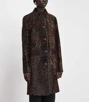 TOTEME Pony Hair Leopard Trench Coat