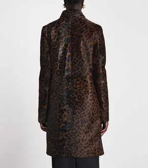 TOTEME Pony Hair Leopard Trench Coat