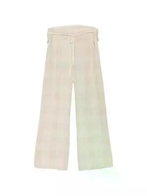 YOUNG N SANG Check-pattern Drawstring Trousers - Neutrals