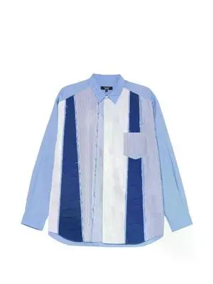 Comme Des Garçons Patchwork Frayed-edge Shirt - Blue