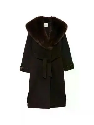 Sandro Faux-fur Collar Belted Coat