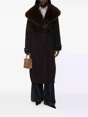 Sandro Faux-fur Collar Belted Coat