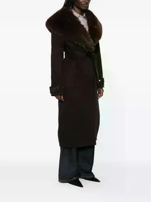 Sandro Faux-fur Collar Belted Coat