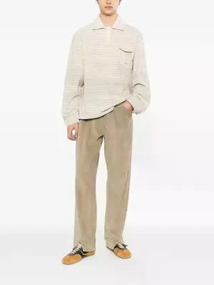 YOUNG N SANG Striped Long-sleeve Polo Shirt