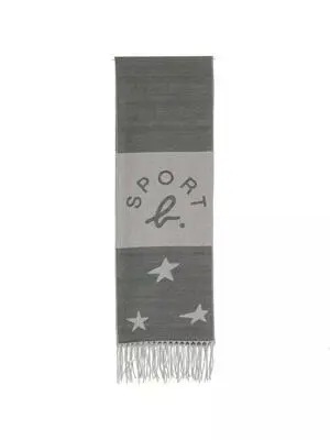 AGNES B. Logo-intarsia Scarf - Grey