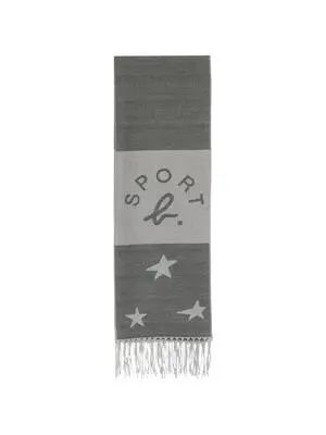 AGNES B. Logo-intarsia Scarf - Grey