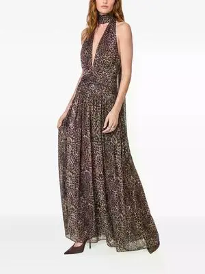 NICHOLAS Leopard-print Halterneck Maxi Dress