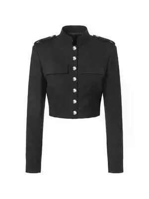 NICHOLAS Cropped Epaulette-detail Jacket - Black