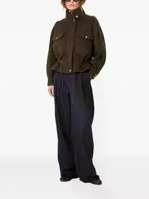 NICHOLAS Drawstring-waist Pocket-detail Jacket - Green