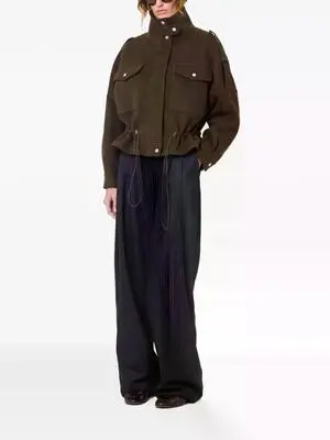 NICHOLAS Drawstring-waist Pocket-detail Jacket - Green