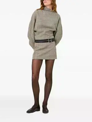 NICHOLAS Anika Prince Of Wales Check Belted Mini Dress - Neutrals