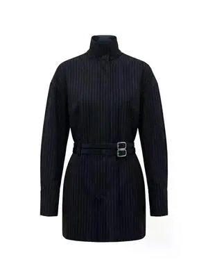 NICHOLAS Belted Pinstripe Mini Dress - Blue