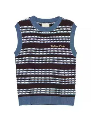 WALK IN PARIS Striped Embroidered Sweater