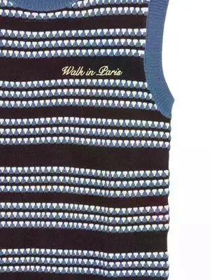 WALK IN PARIS Striped Embroidered Sweater