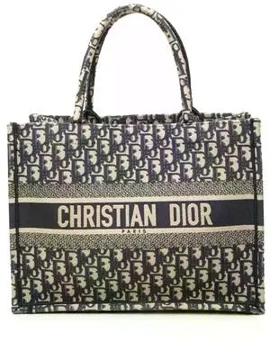 Dior 2022 Medium Oblique Embroidered Canvas Book Tote Bag