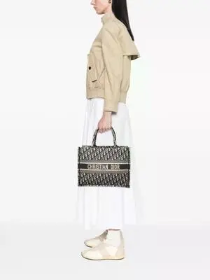 Dior 2022 Medium Oblique Embroidered Canvas Book Tote Bag