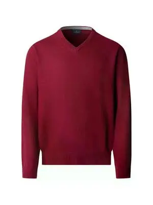 HACKETT  V-neck Elbow-patch Sweater - Red