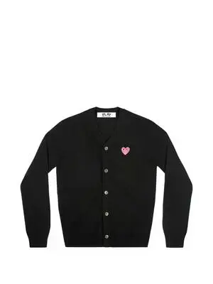 Play Comme Des Garcon Heart-patch V-neck Cardigan