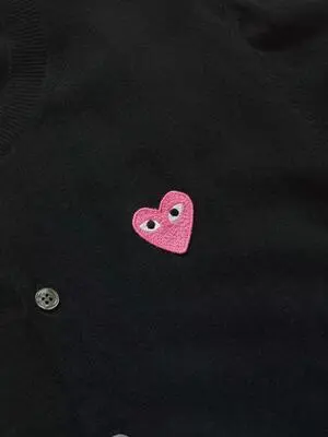 Play Comme Des Garcon Heart-patch V-neck Cardigan
