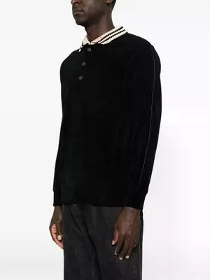 YES LONDON Striped-collar Sweatshirt - Black