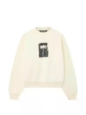Palm Angels Brushed Palm Tree Loose Crew Sweatshirt