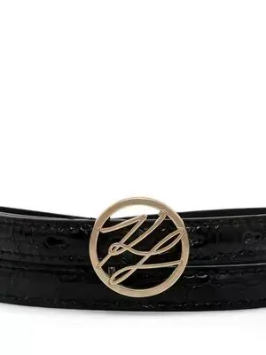 Karl Lagerfeld Croc-effect Monogram-plaque Belt