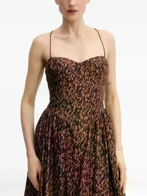 Bardot Estie Leopard-print Lace-up Midi Dress